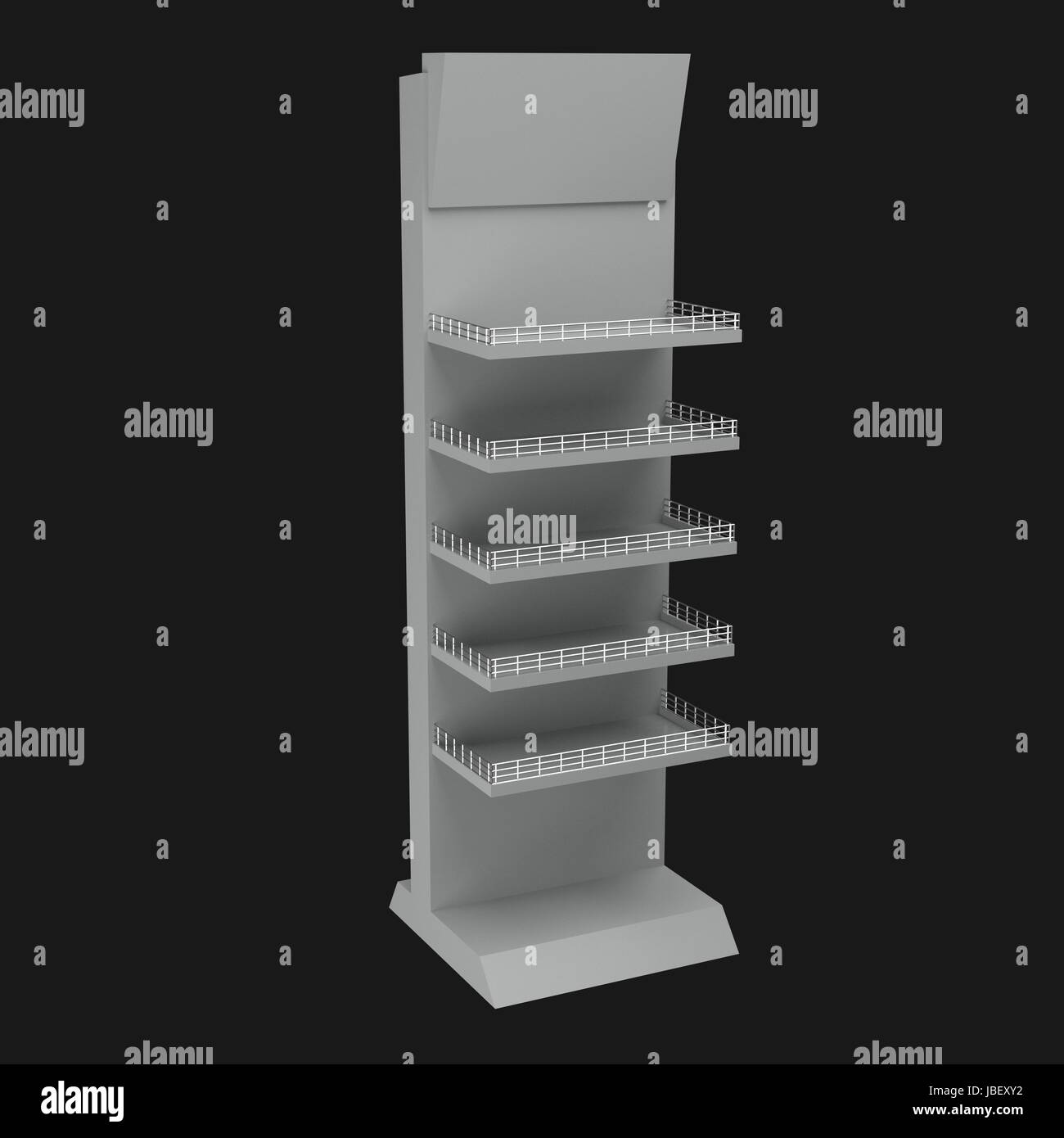sales point stand 3d illustration on black Stock Photo - Alamy