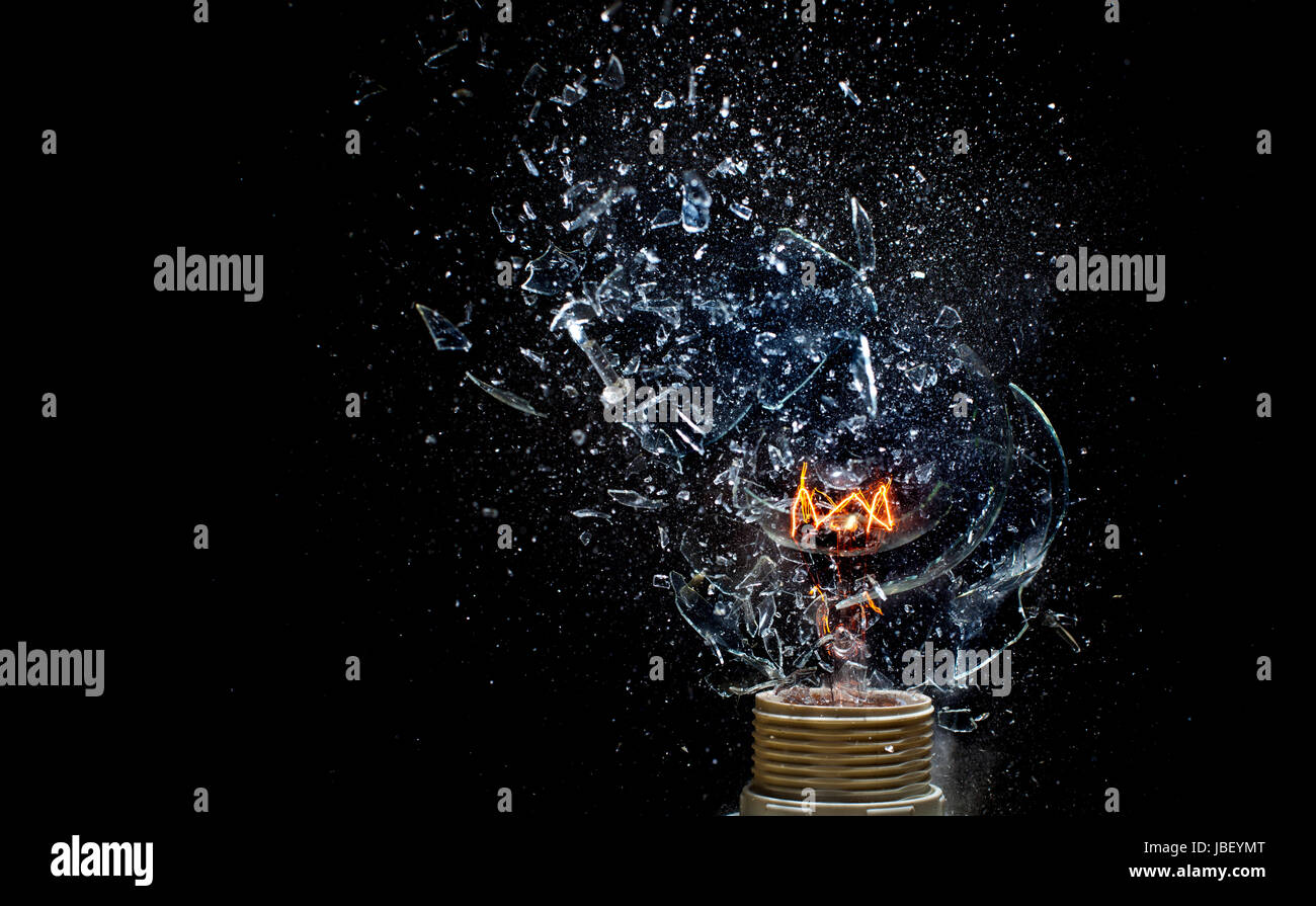 close up image of electric bulb explosion Stock Photo - Alamy