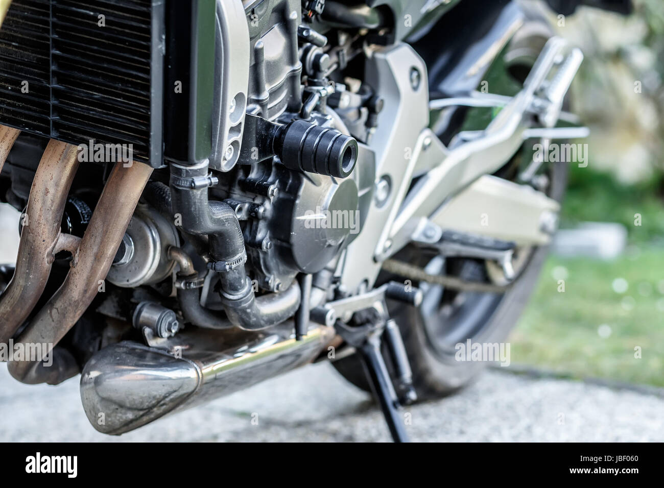 Motorcycle engine close-up detail background with shallow focus Stock ...