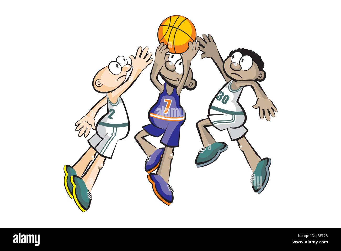 Three Basketball Players isolated over white. Conceptual vector ...