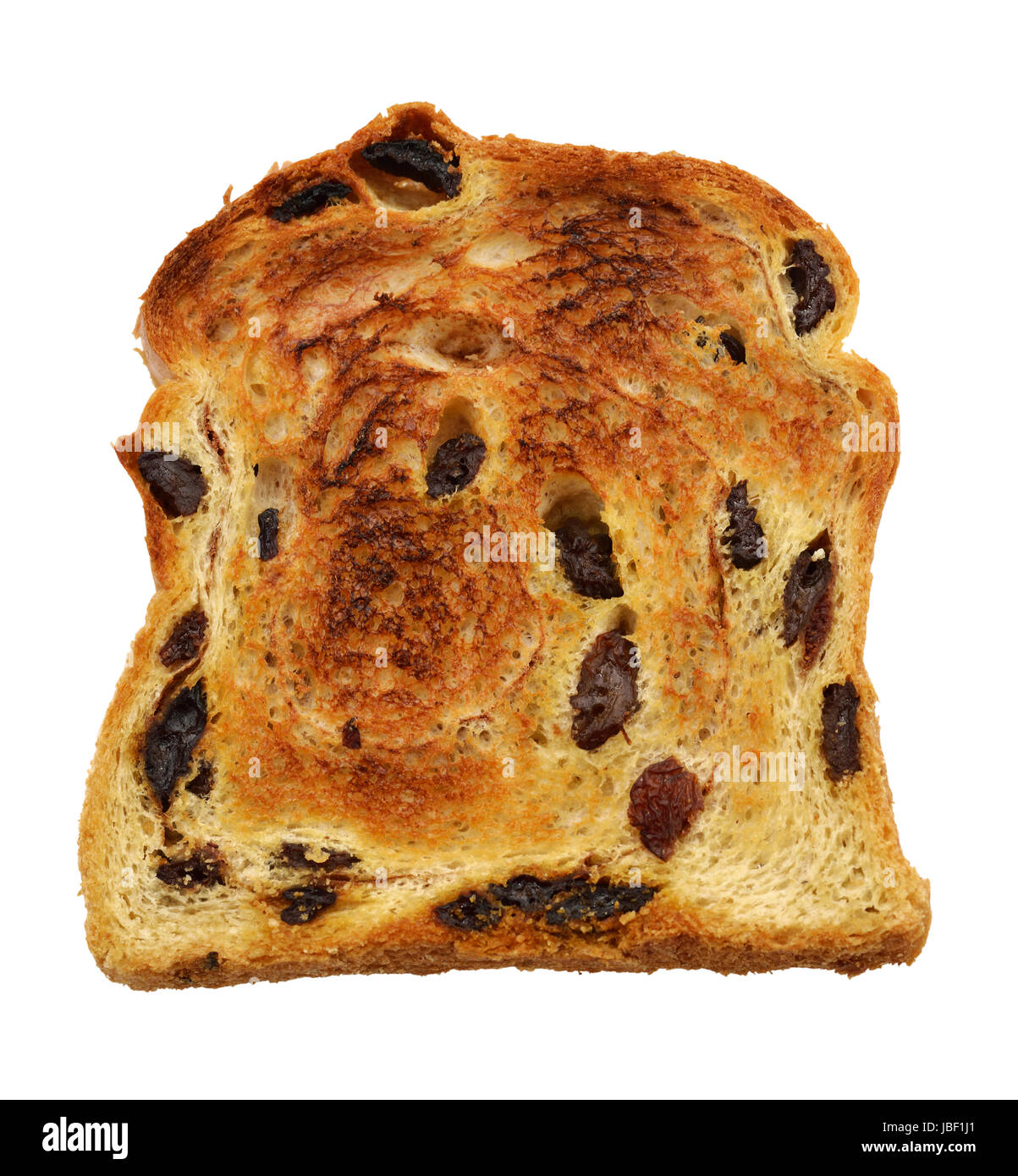 Cinnamon Swirl Raisin Bread Slice Isolated On White Background Stock ...