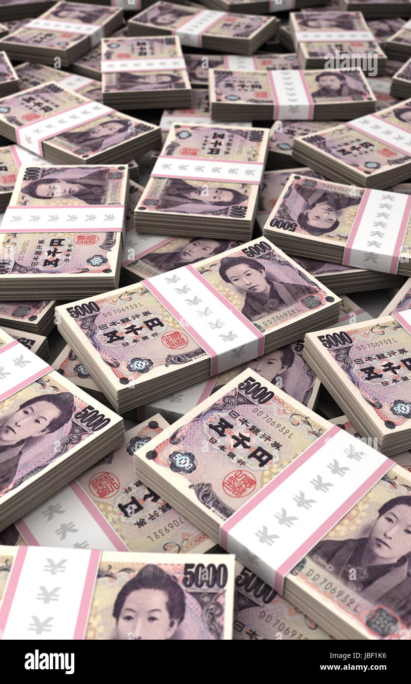 Stack of Japanese Yen Stock Photo - Alamy