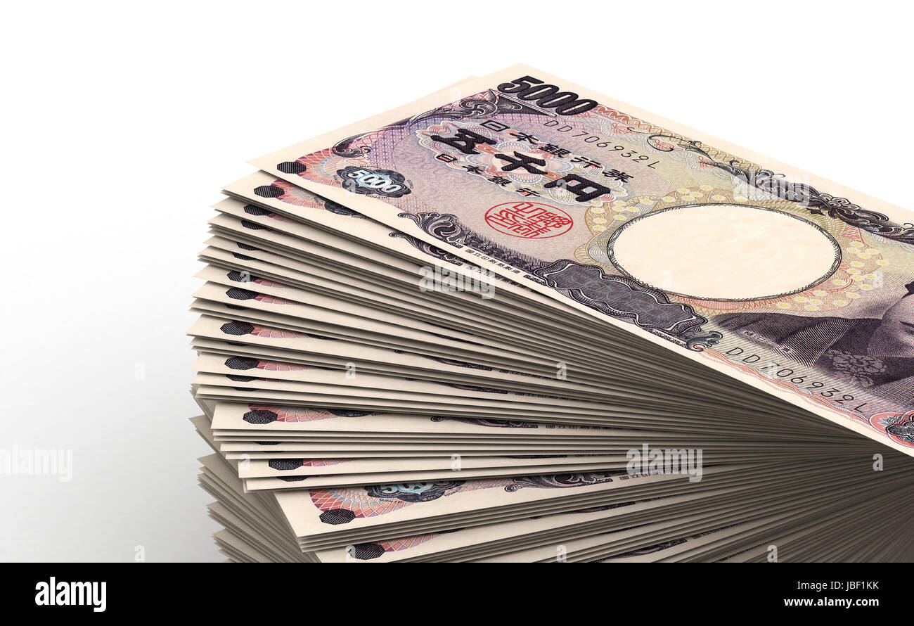 Stack of Japanese Yen Stock Photo - Alamy