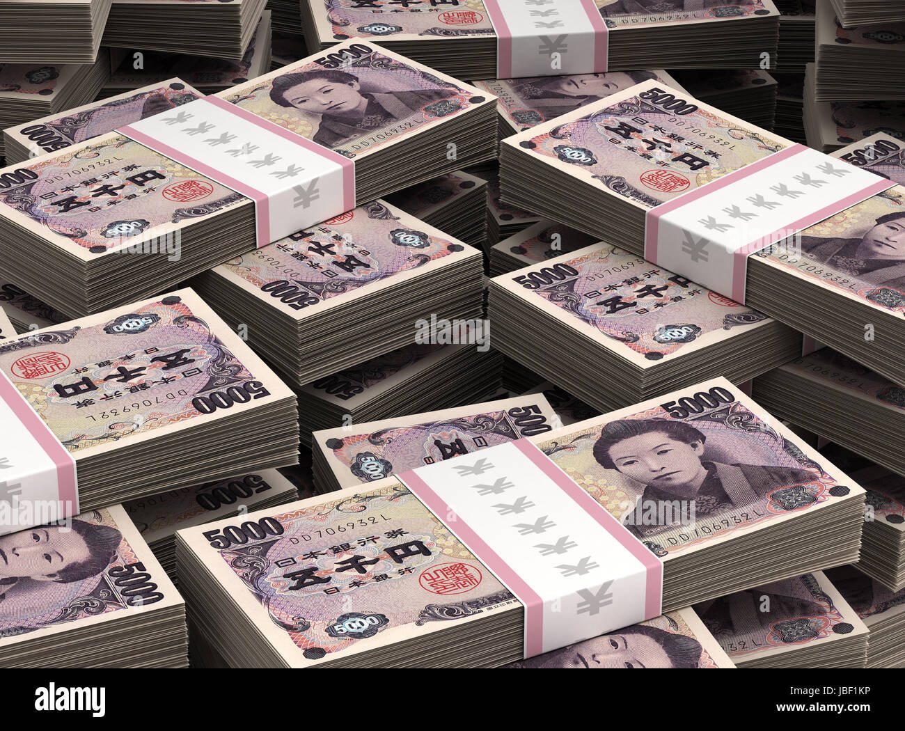 Stack of Japanese Yen Stock Photo - Alamy