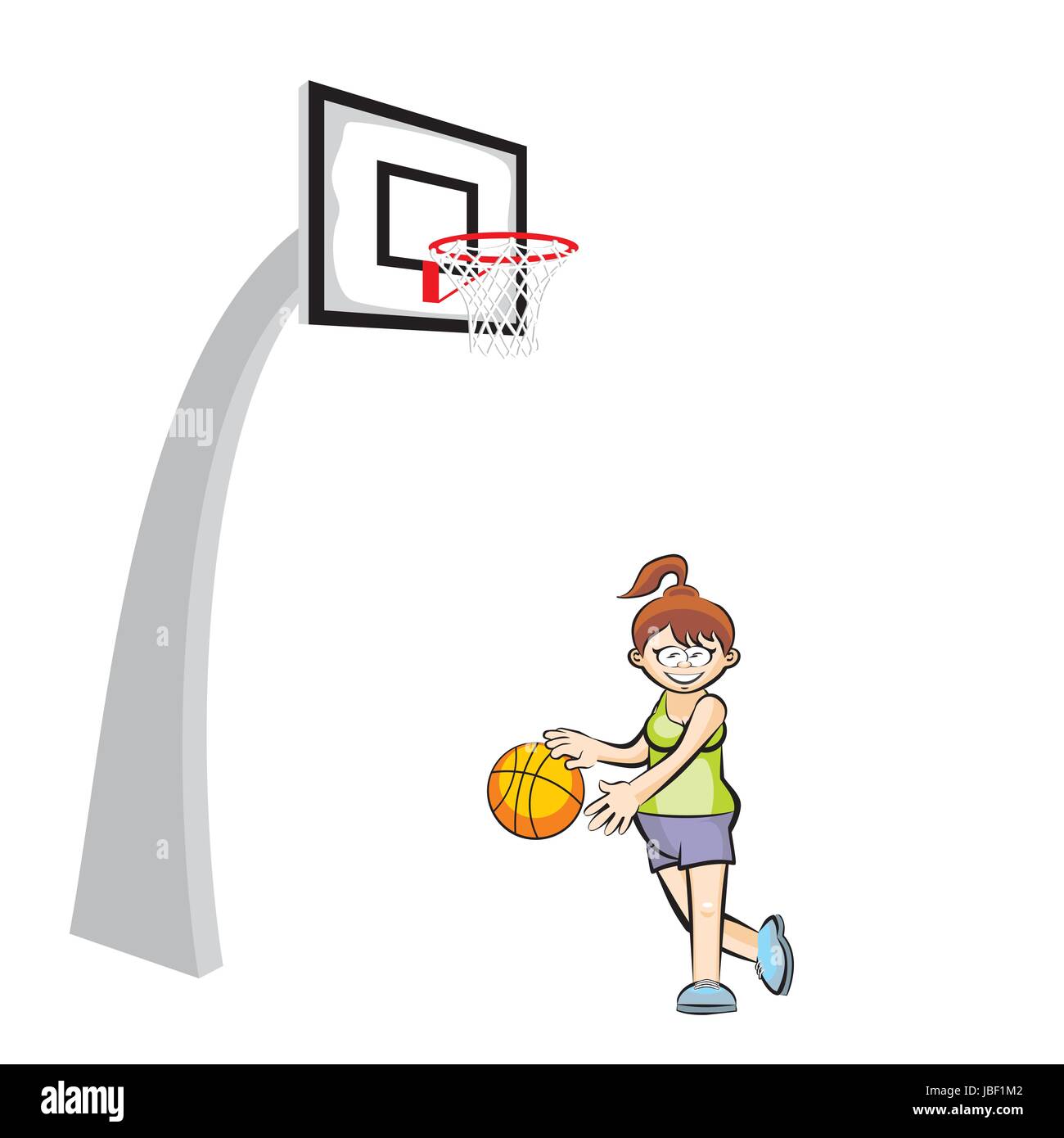 Teenage girl basketball player cartoon style. Conceptual sport ...