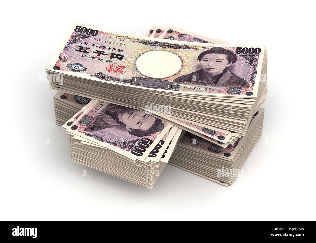 Stack of Japanese Yen Stock Photo - Alamy
