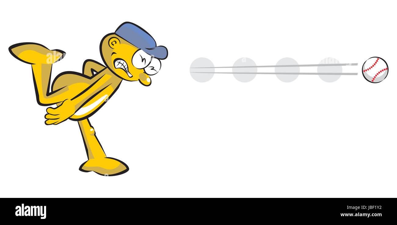 Funny baseball pitcher cartoon, isolated on white background Stock ...