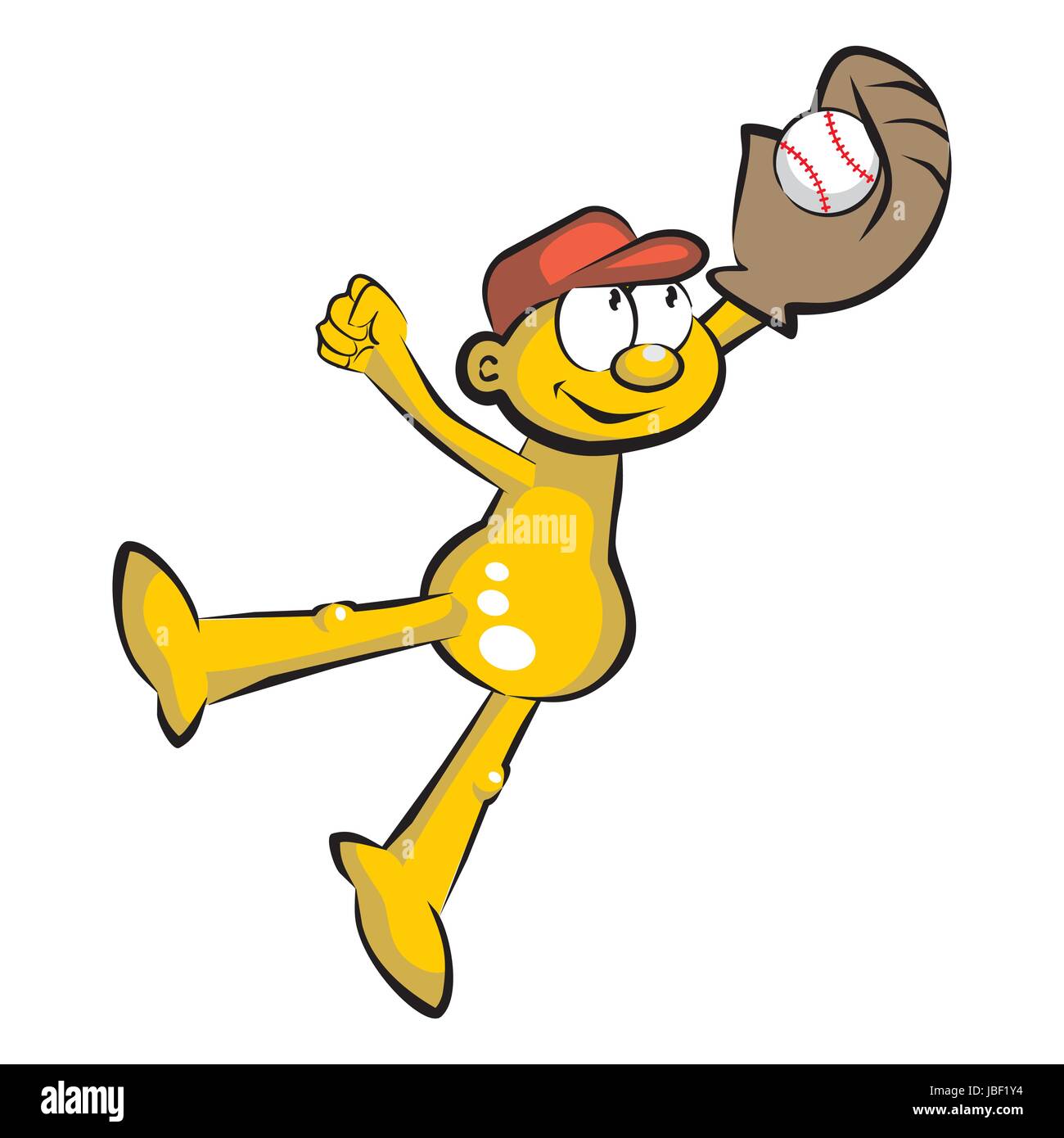 Cartoon illustration baseball player catching hi-res stock photography ...