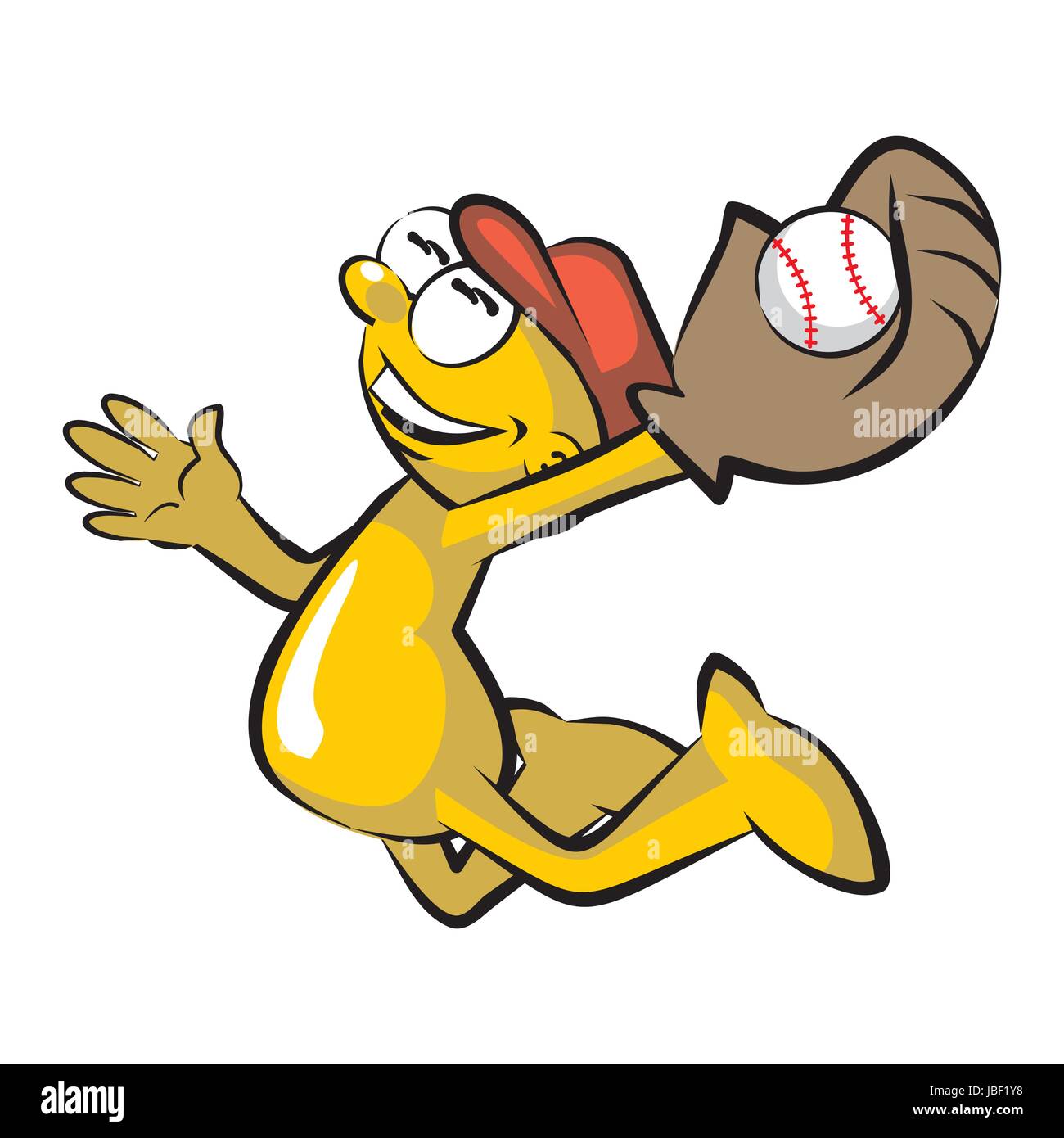 Cartoon illustration baseball player catching hi-res stock photography ...