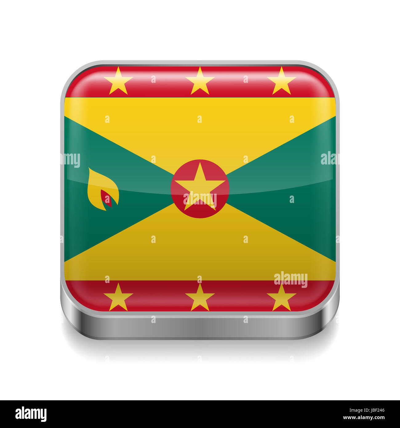 Metal square icon with flag colors of Grenada Stock Photo - Alamy