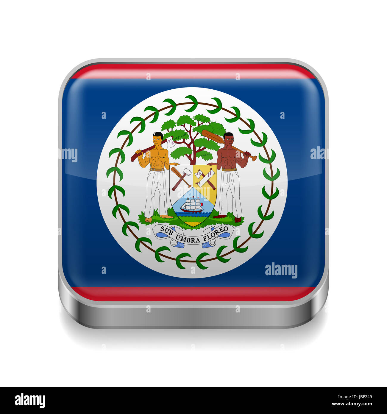 Metal square icon with flag colors of Belize Stock Photo - Alamy