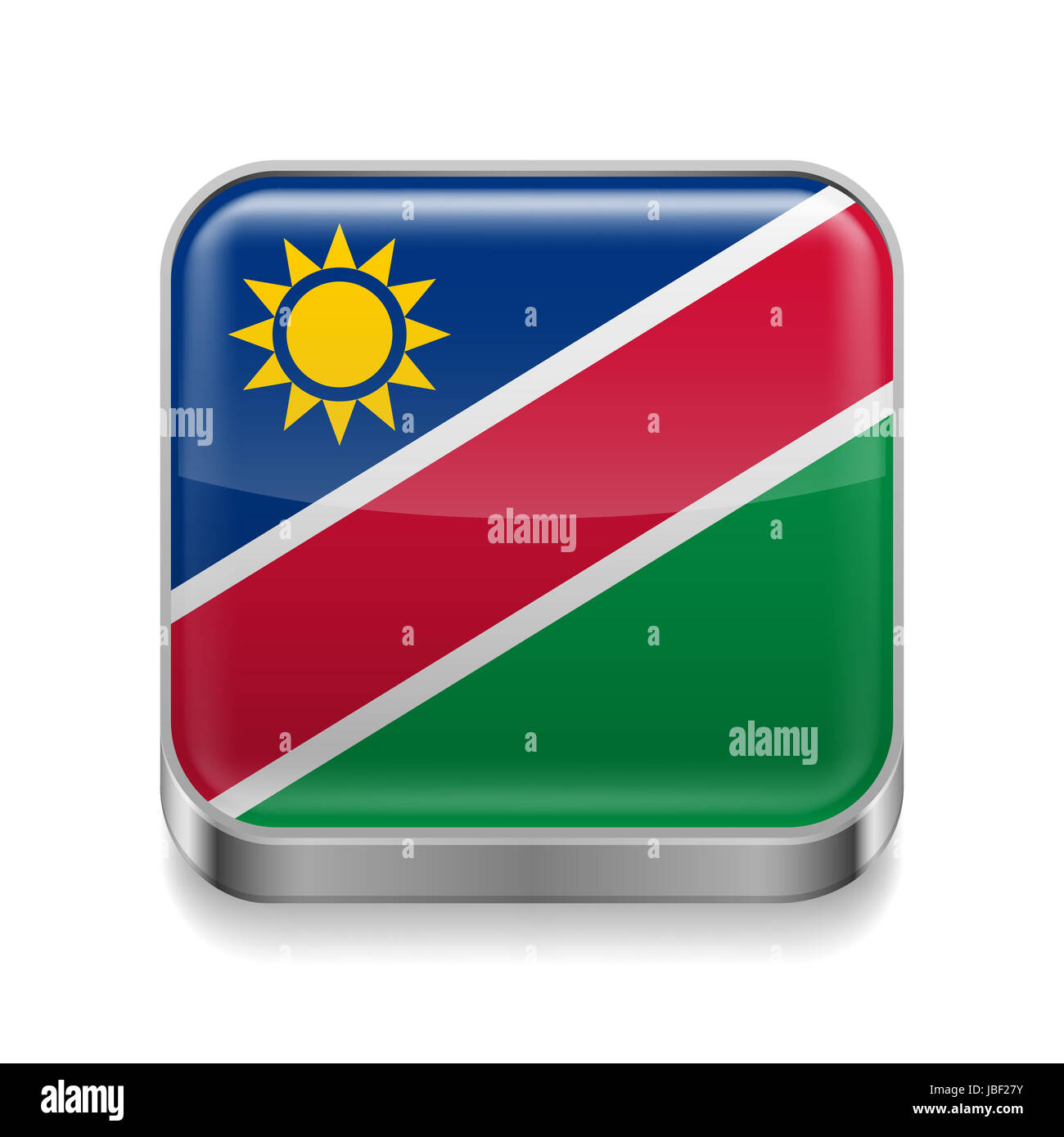 Metal square icon with Namibian flag colors Stock Photo - Alamy
