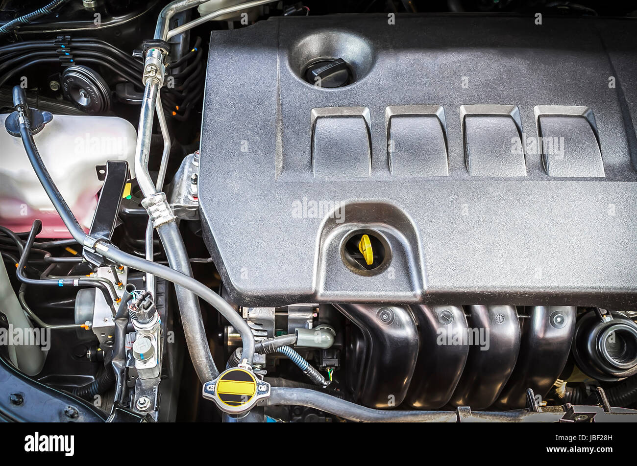 Closeup compartment of car engine under hood Stock Photo - Alamy