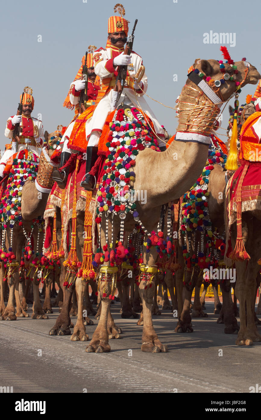 Soldiers of the Indian Border Security Force riding their camels down ...