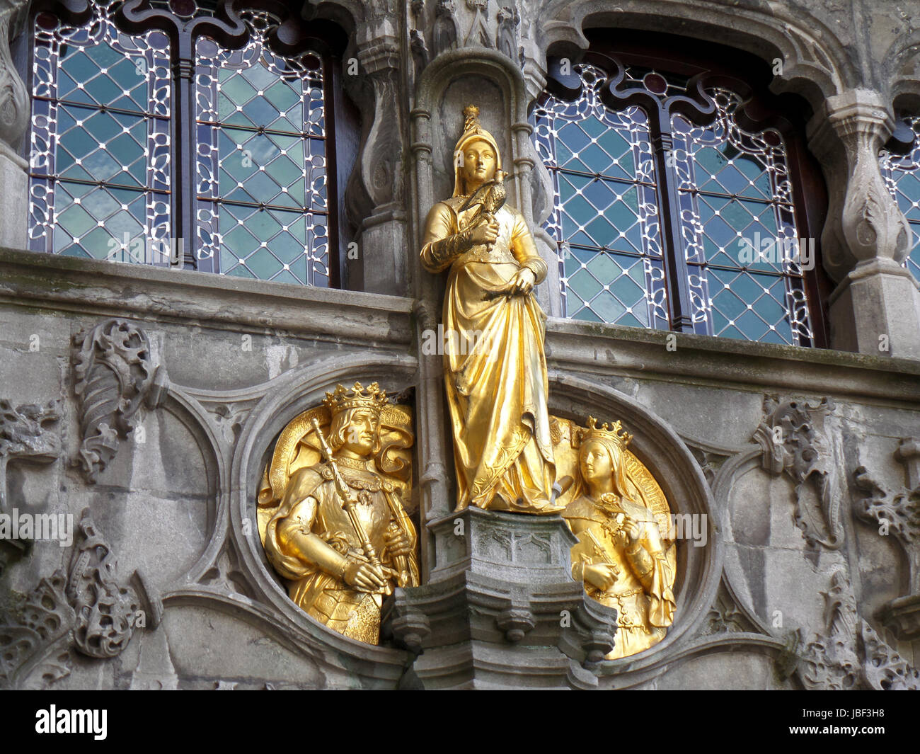 Gorgeous Golden Sculptures on the Facade of a Historic Building in ...