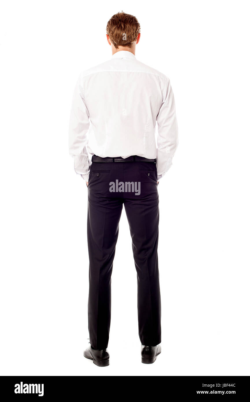 Back pose of a casual businessman over white Stock Photo - Alamy