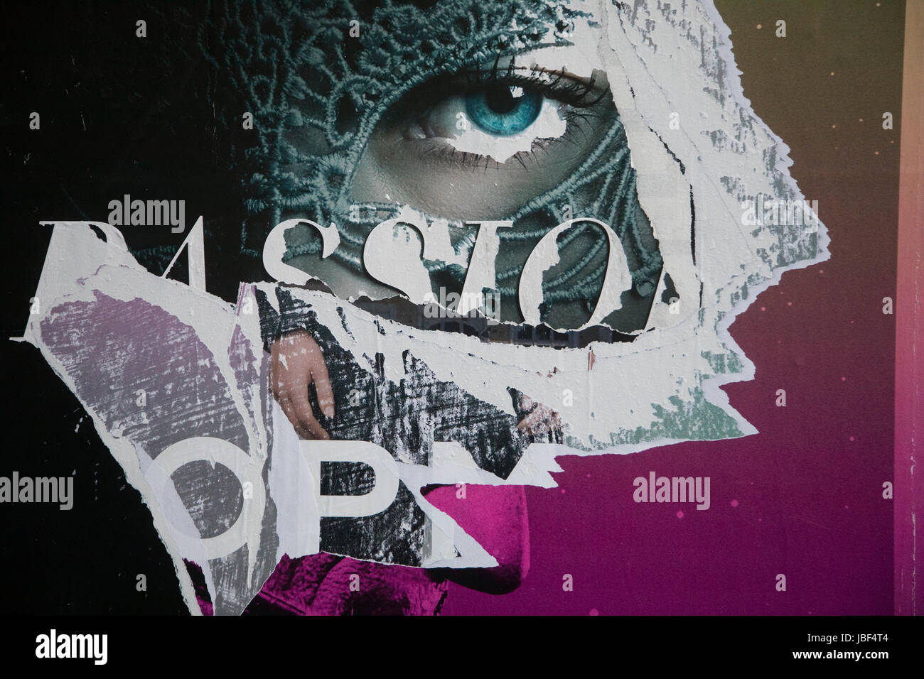 Ripped movie posters on Fairfax Avenue. Los Angeles, California, USA ...