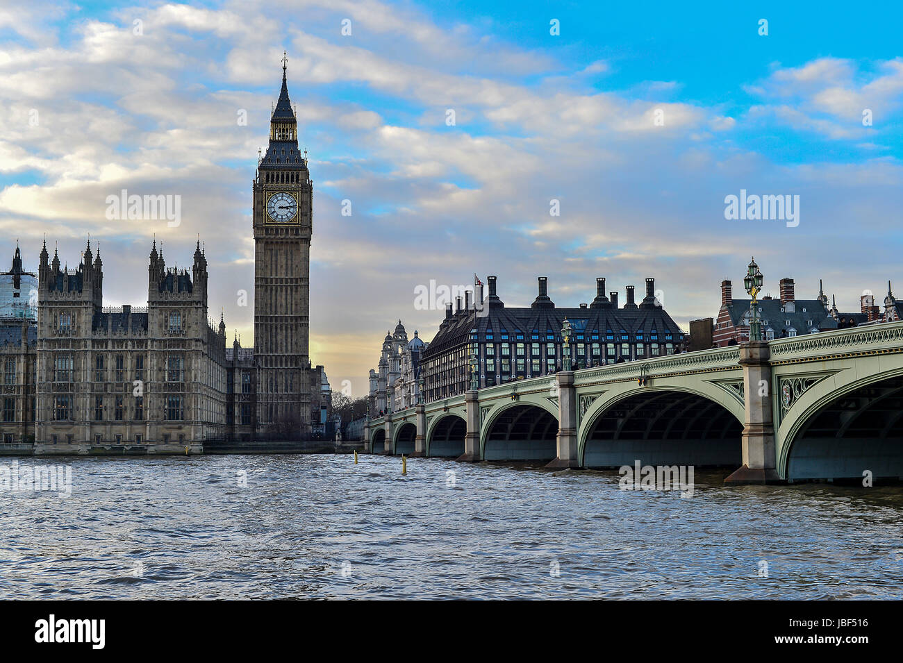 Big Ben and Westminster Bridge with River Thames Stock Photo - Alamy