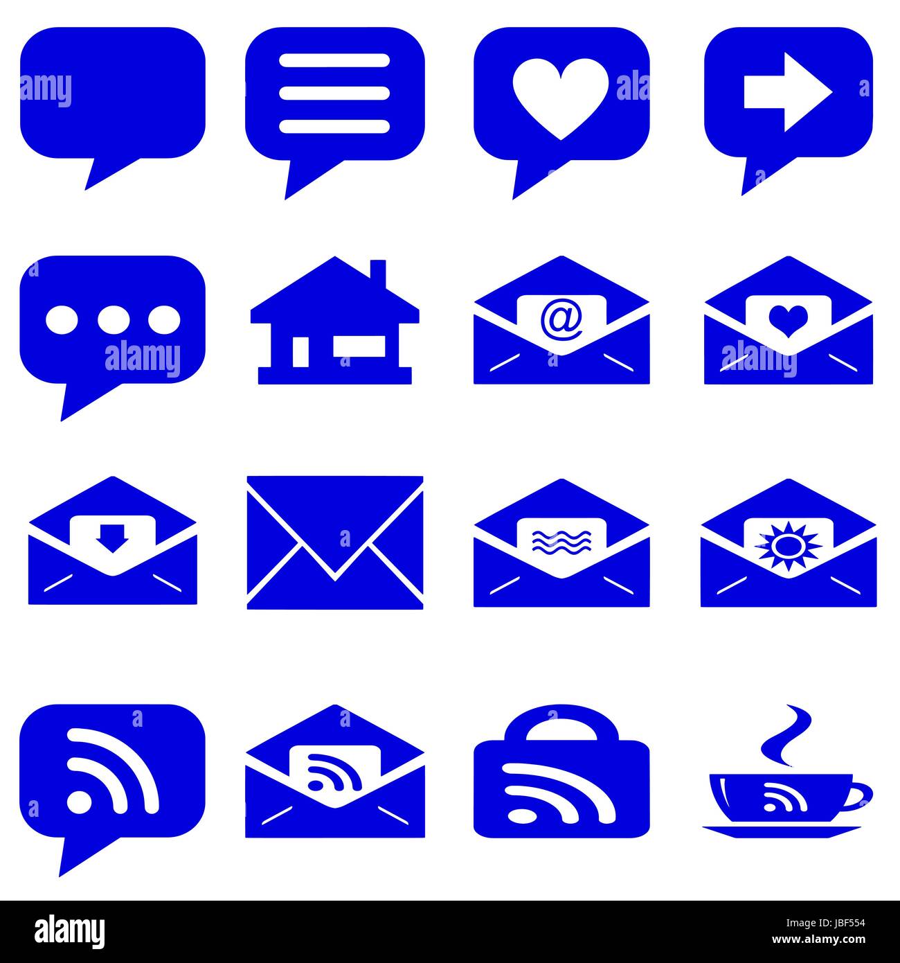 blue internet icons vector set - message icon Stock Vector Image & Art ...