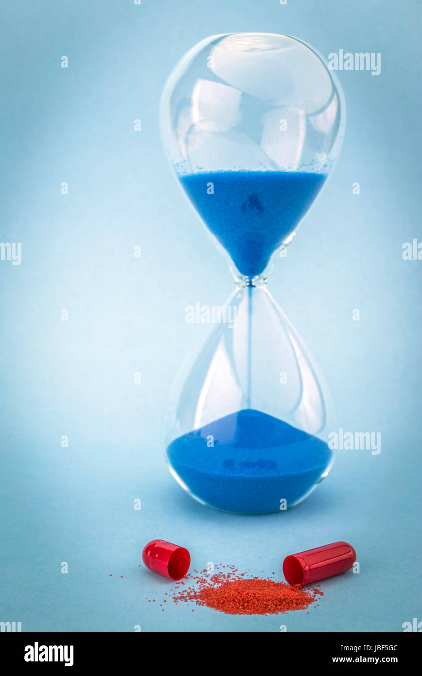 Woman taking medication clock hi-res stock photography and images - Alamy