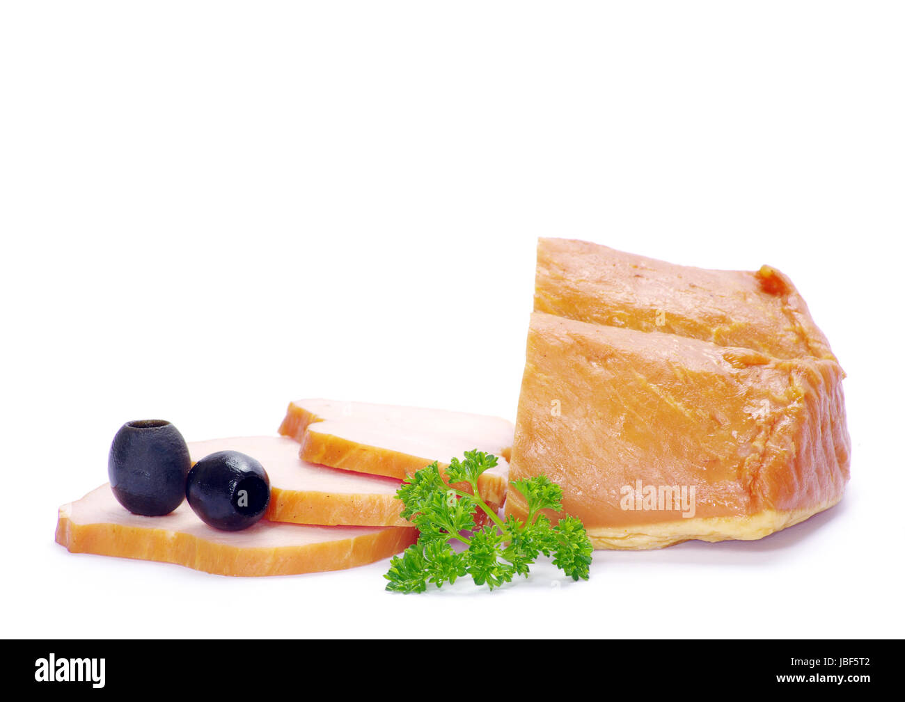 Smoked meat, isolated on a white background Stock Photo - Alamy