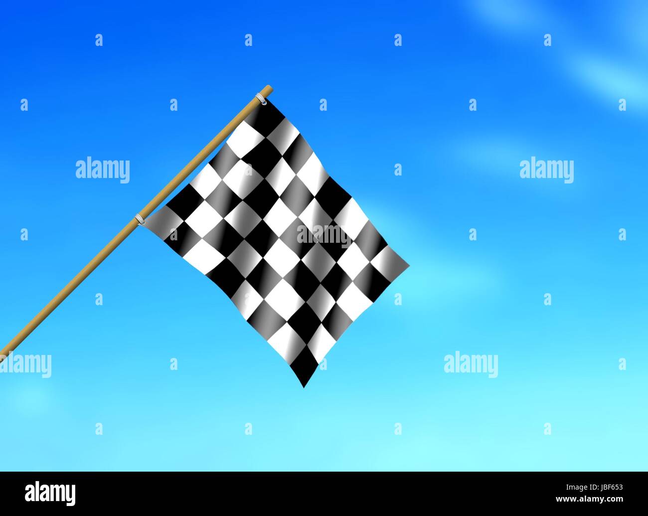 Racing Flag Waving under Blue Sky Stock Photo - Alamy
