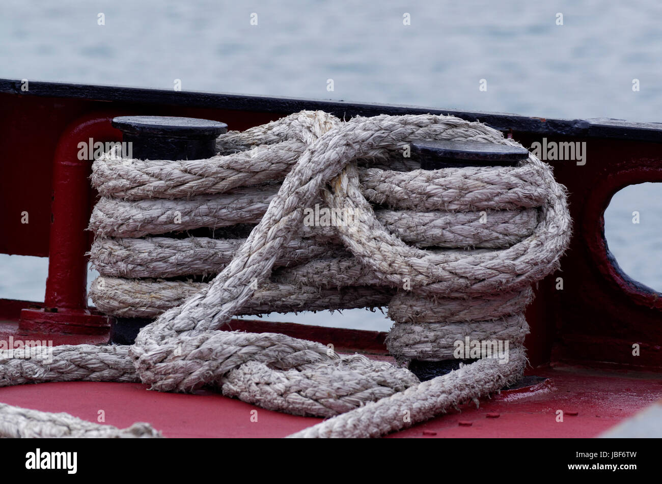big marine rope in a tug boat in la spezia Stock Photo - Alamy