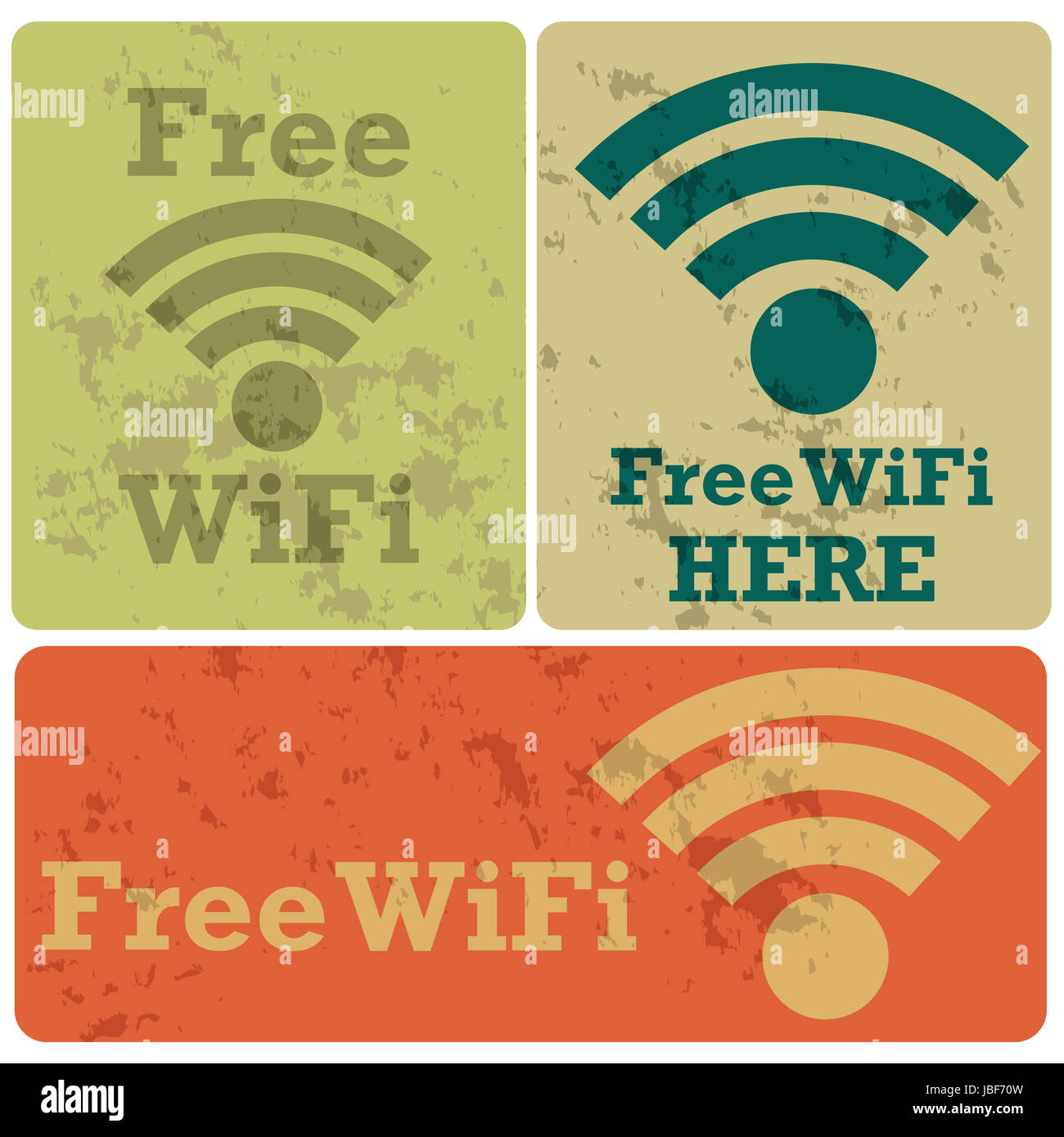 Cartoon illustration showing stickers with the message Free WiFi Stock ...