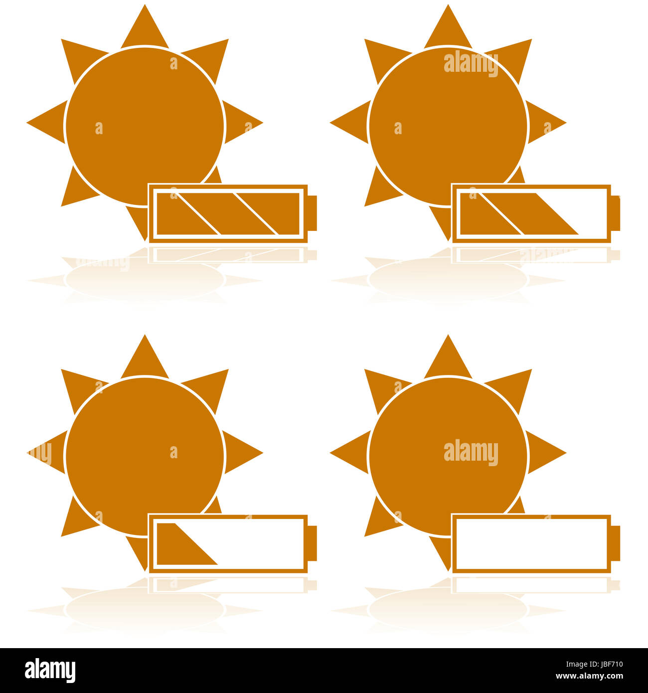 Concept illustration showing a battery in front of the sun with ...