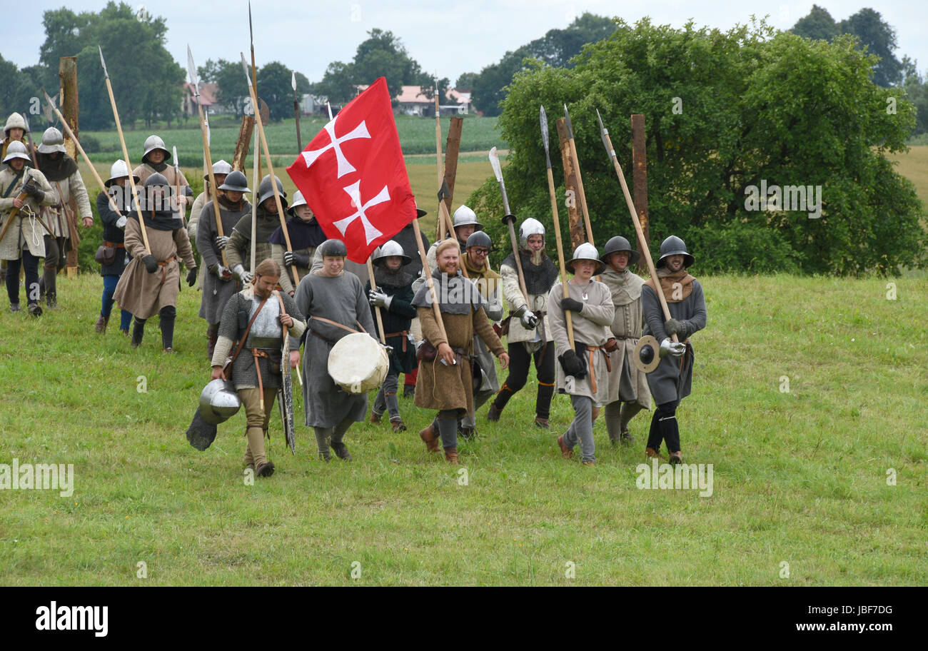 The staging of the medieval Battle of Grunwald in which the Teutonic ...