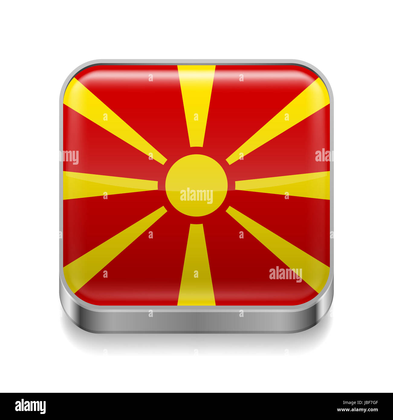 Metal square icon with Macedonian flag colors Stock Photo - Alamy