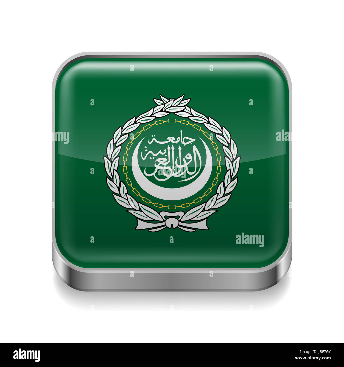 Metal square icon with flag colors of Arab League Stock Photo - Alamy