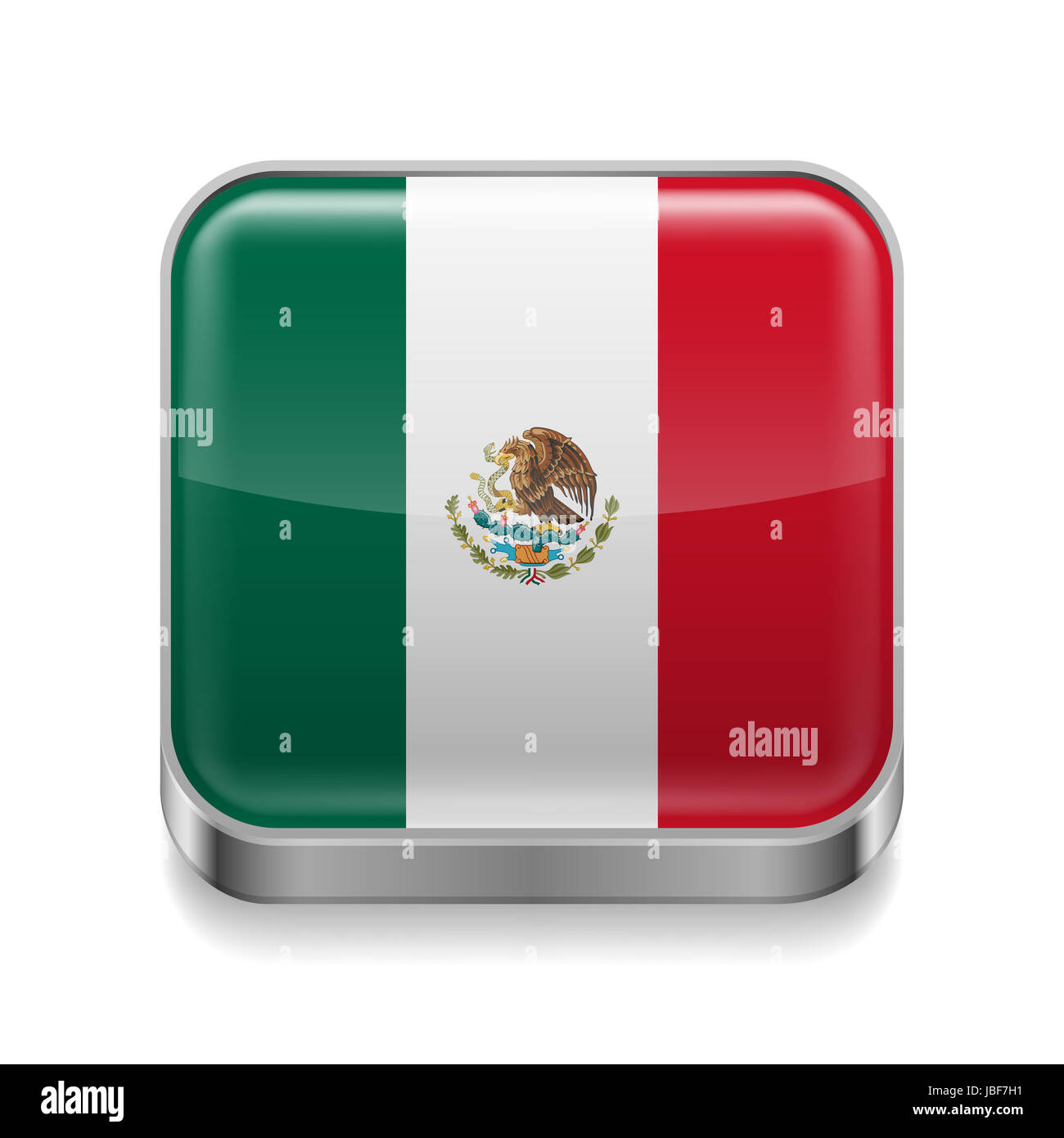 Metal square icon with flag colors of Mexico Stock Photo - Alamy