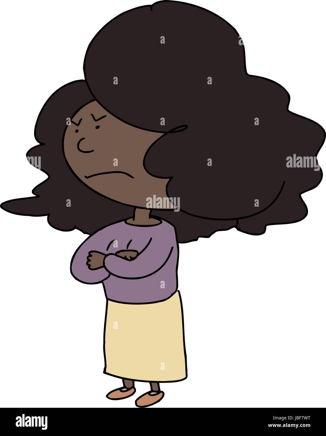 Doodle of angry woman with big hair on white background Stock Photo - Alamy