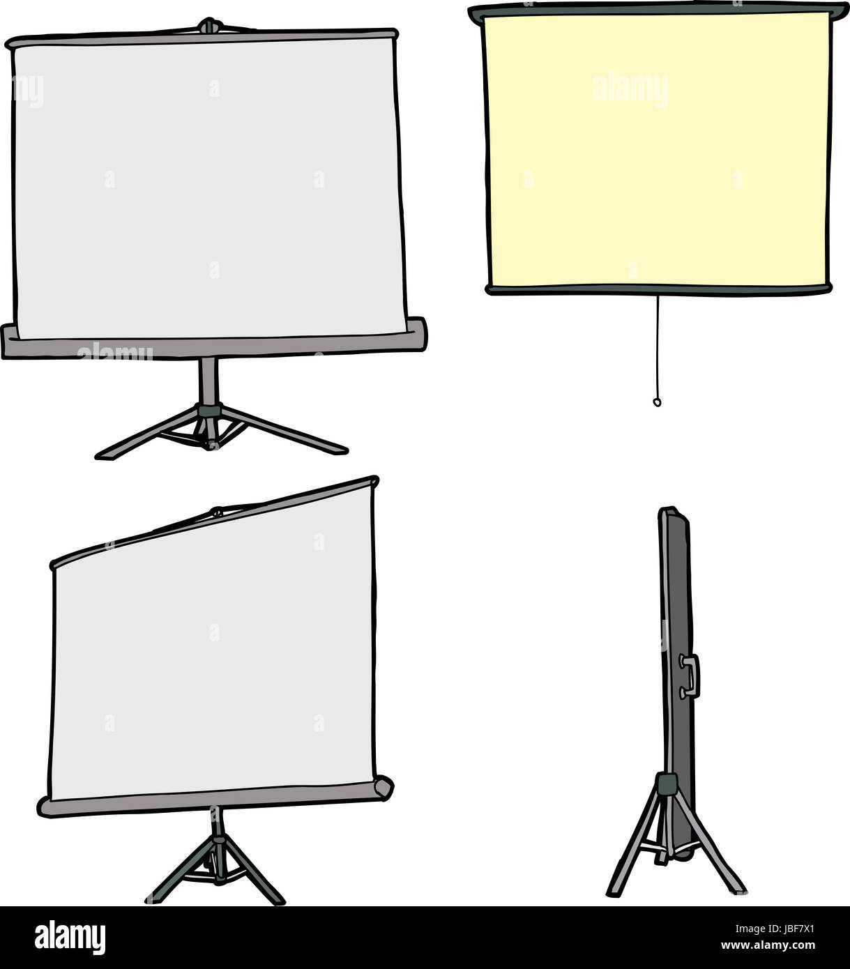 Cartoons of various projector screens on isolated background Stock ...