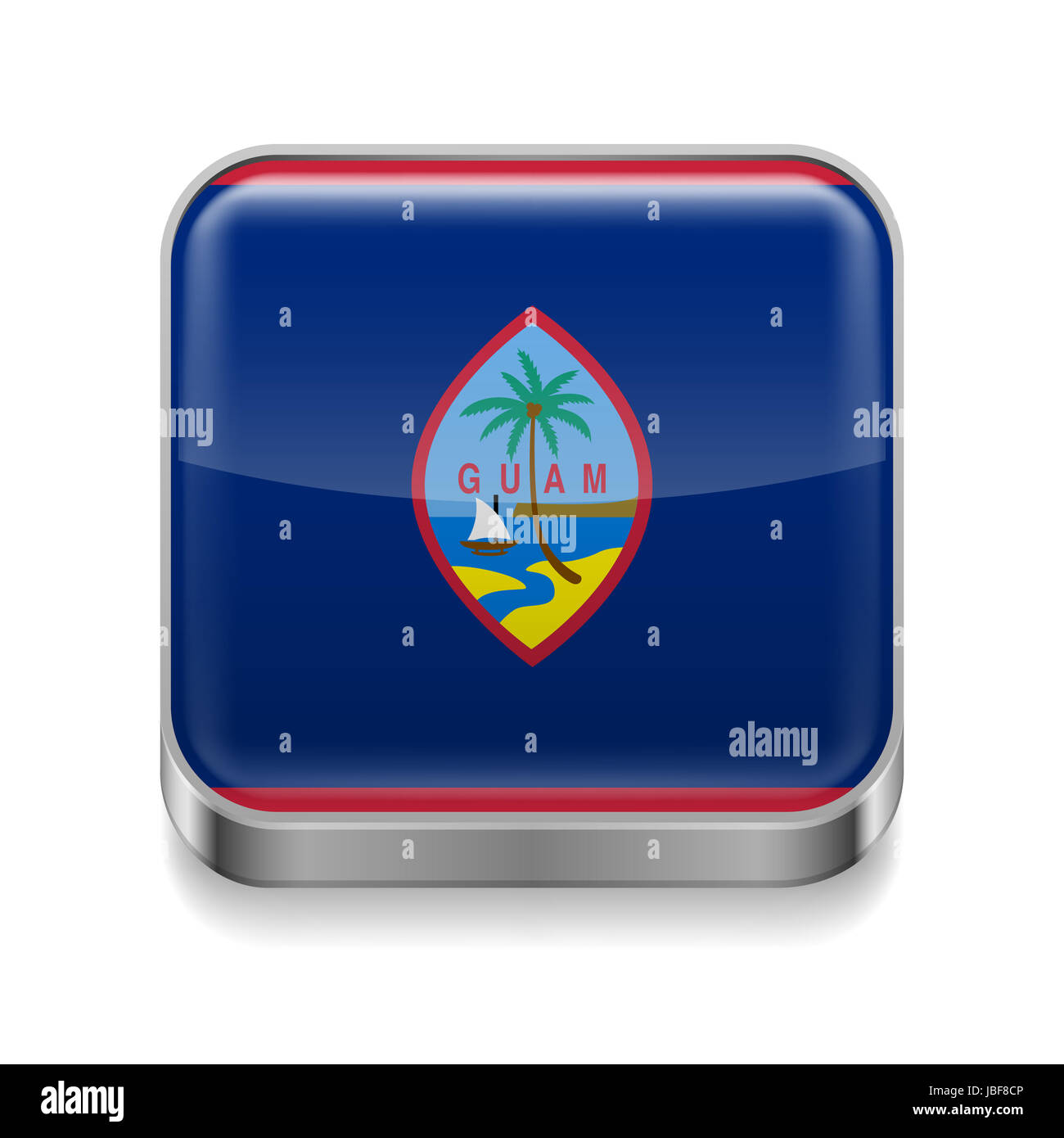 Metal square icon with flag colors of Guam Stock Photo - Alamy