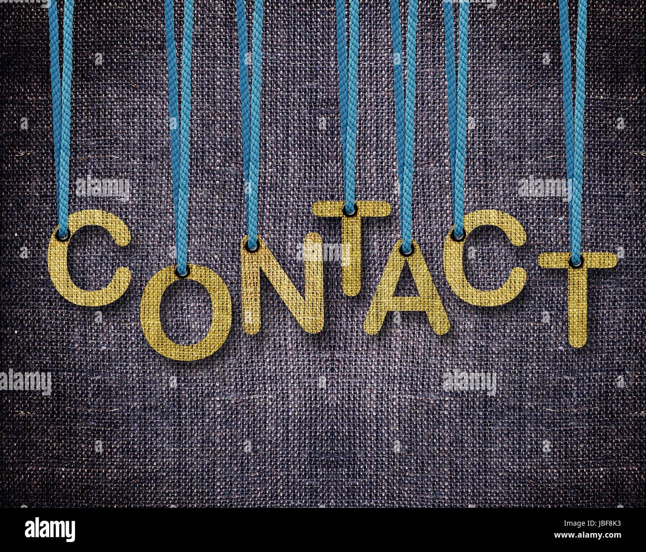 Contact Letters hanging strings with blue sackcloth background Stock ...