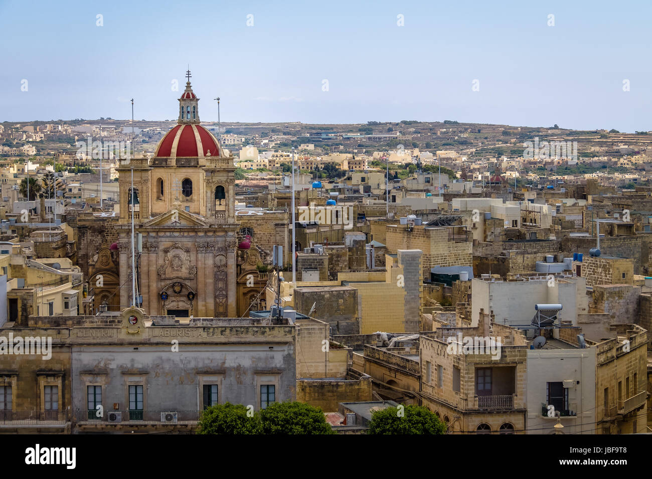 Victoria city with Saint George Basilica view from the citadel ...