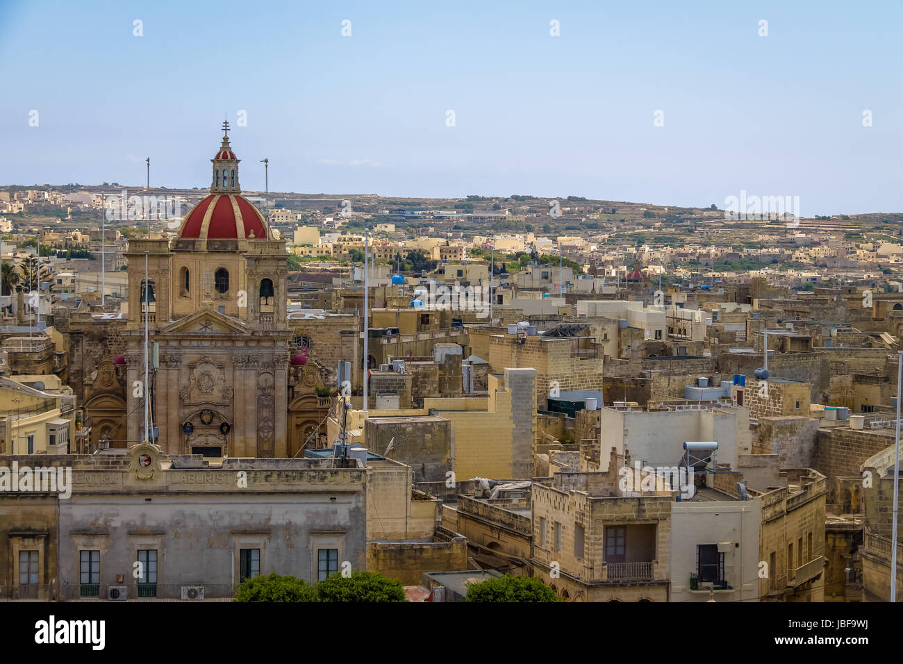 Victoria city with Saint George Basilica view from the citadel ...