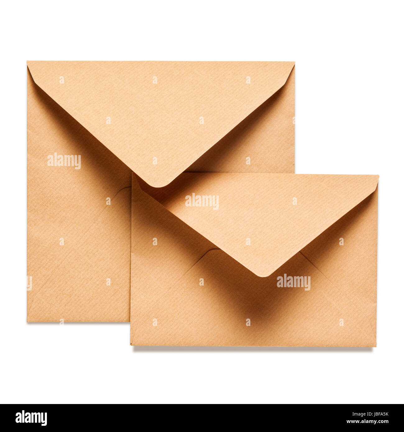 Two brown envelopes isolated on white background clipping path included ...