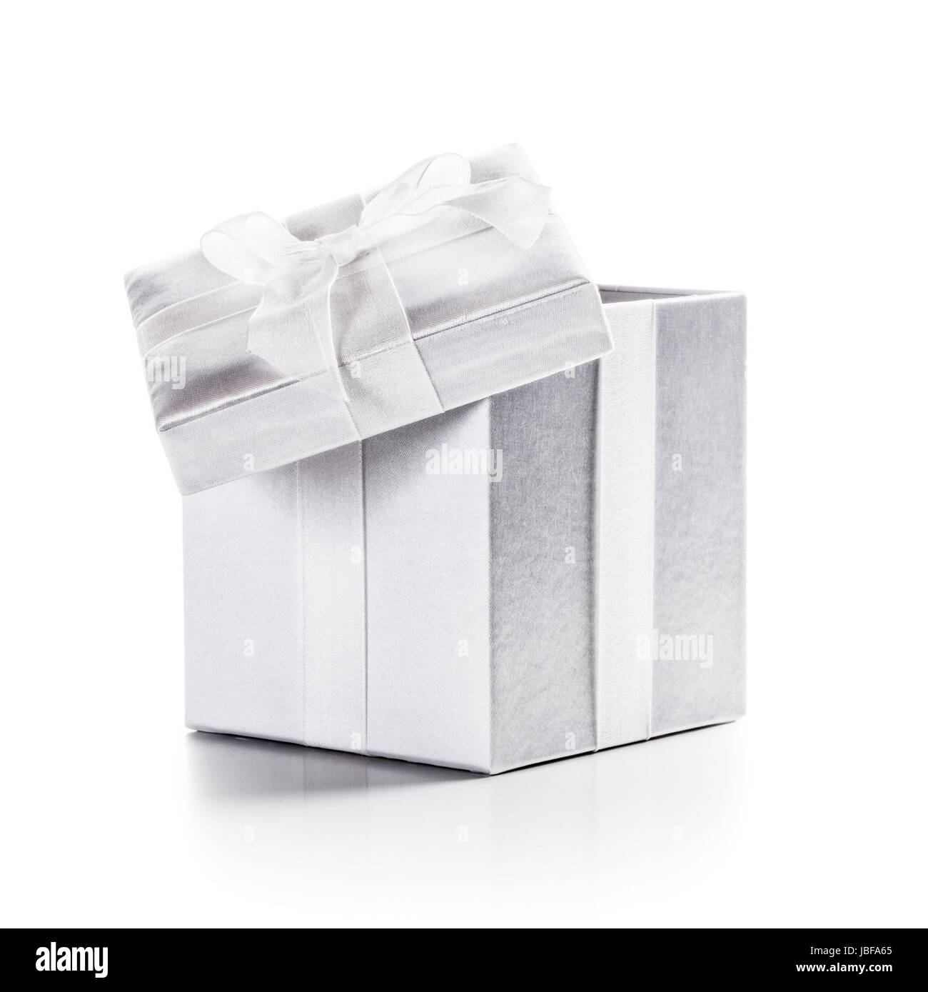 White box with ribbon bow isolated on white background clipping path ...