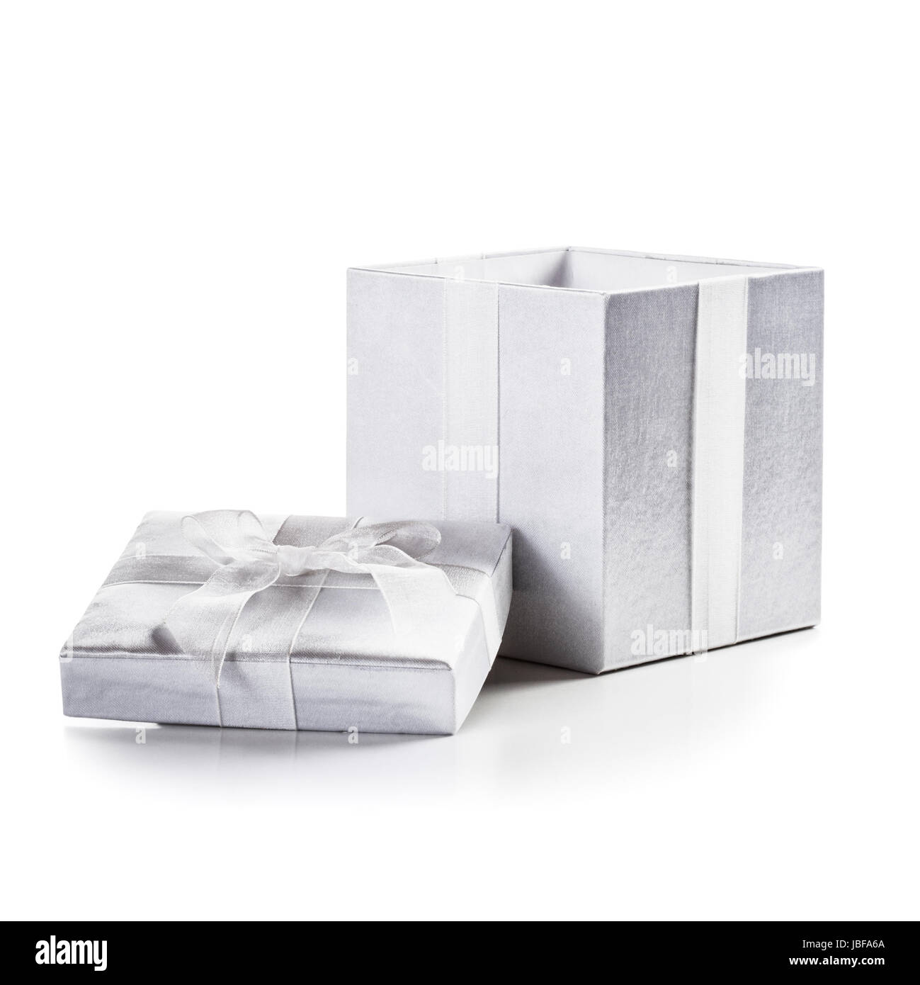 White box with ribbon bow isolated on white background clipping path ...