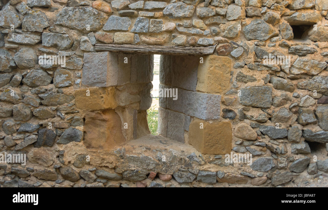 loophole into the stone walls of a medieval castle Stock Photo - Alamy
