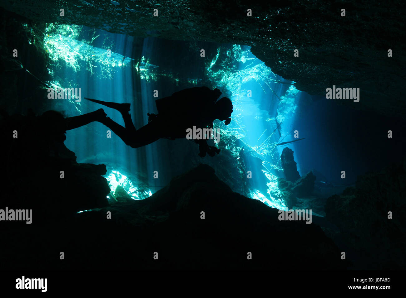Diving In The Cenote Chac Mool High Resolution Stock Photography and ...