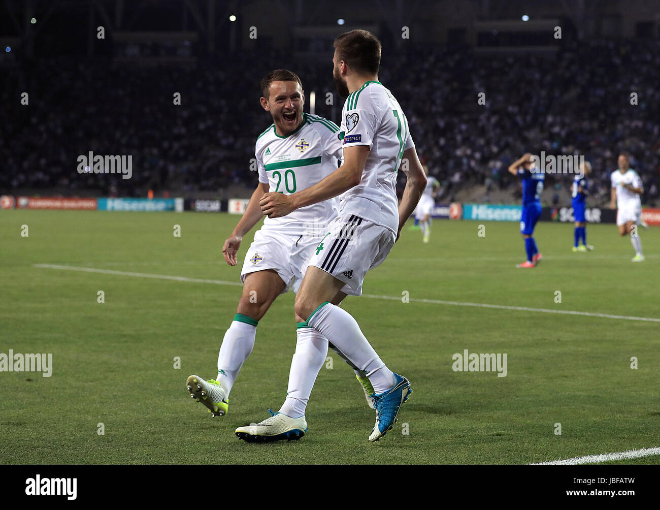 Northern irelands stuart dallas celebrates scoring hi-res stock ...