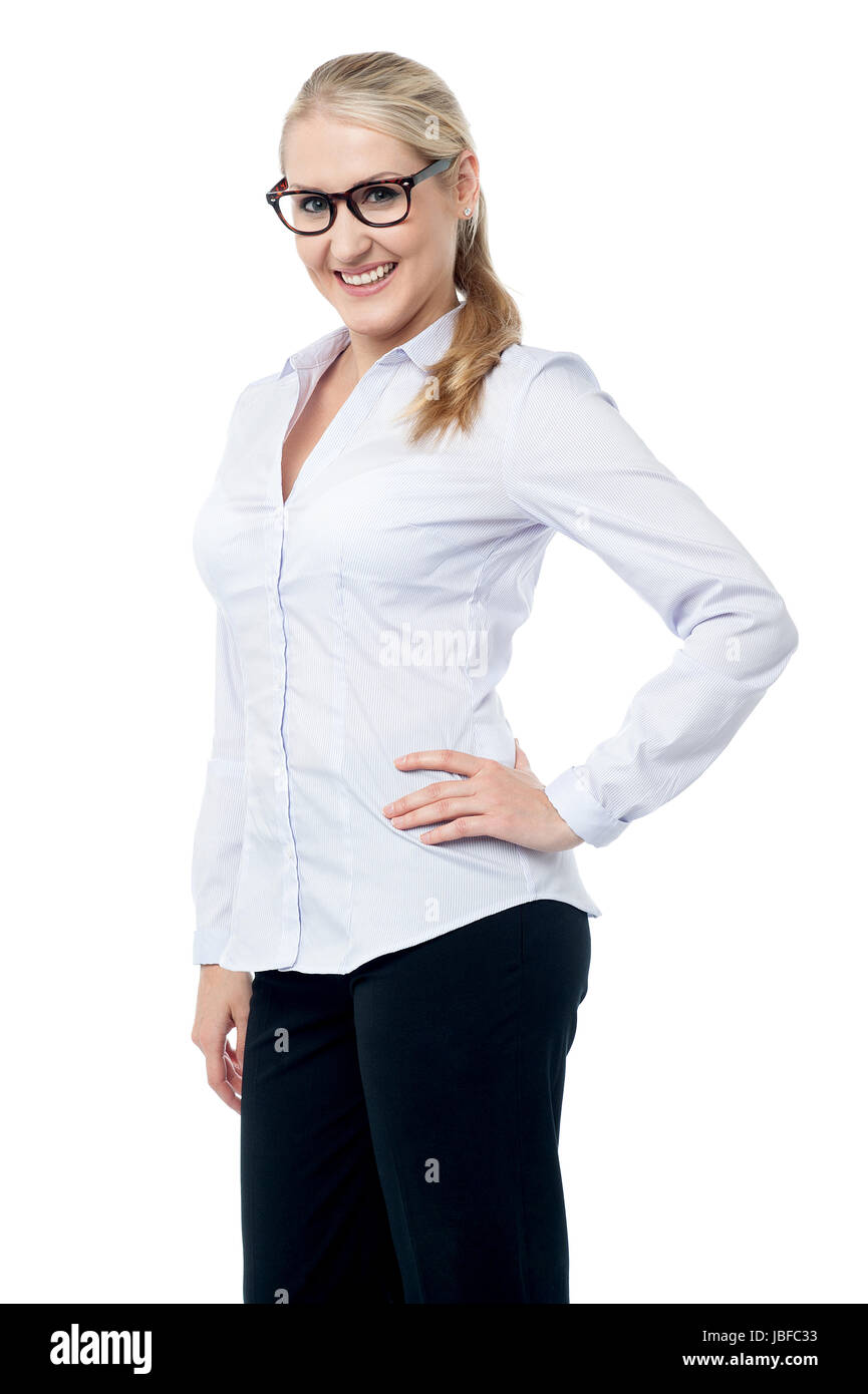 Smart young business lady isolated over white Stock Photo - Alamy