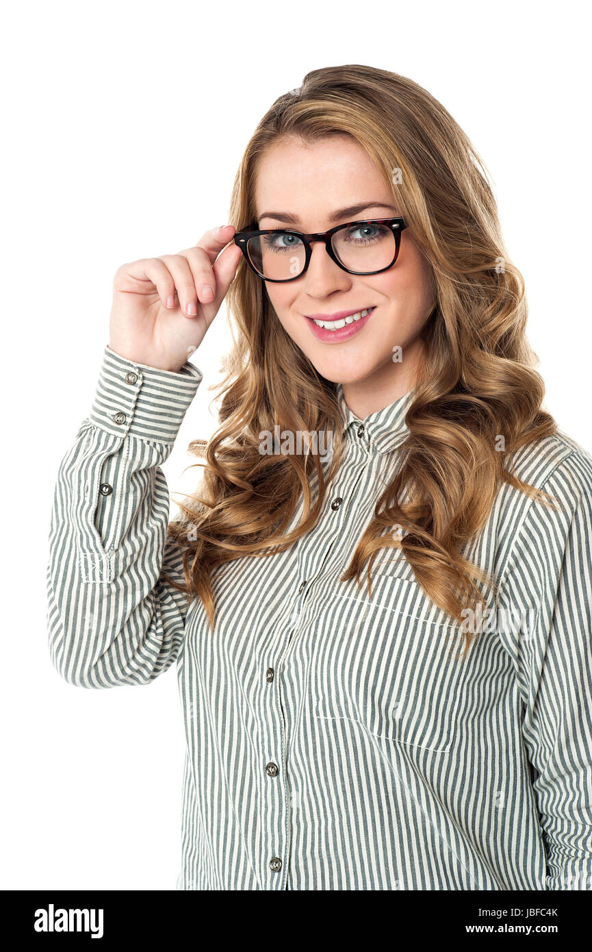 Pretty caucasian girl isolated on white Stock Photo - Alamy