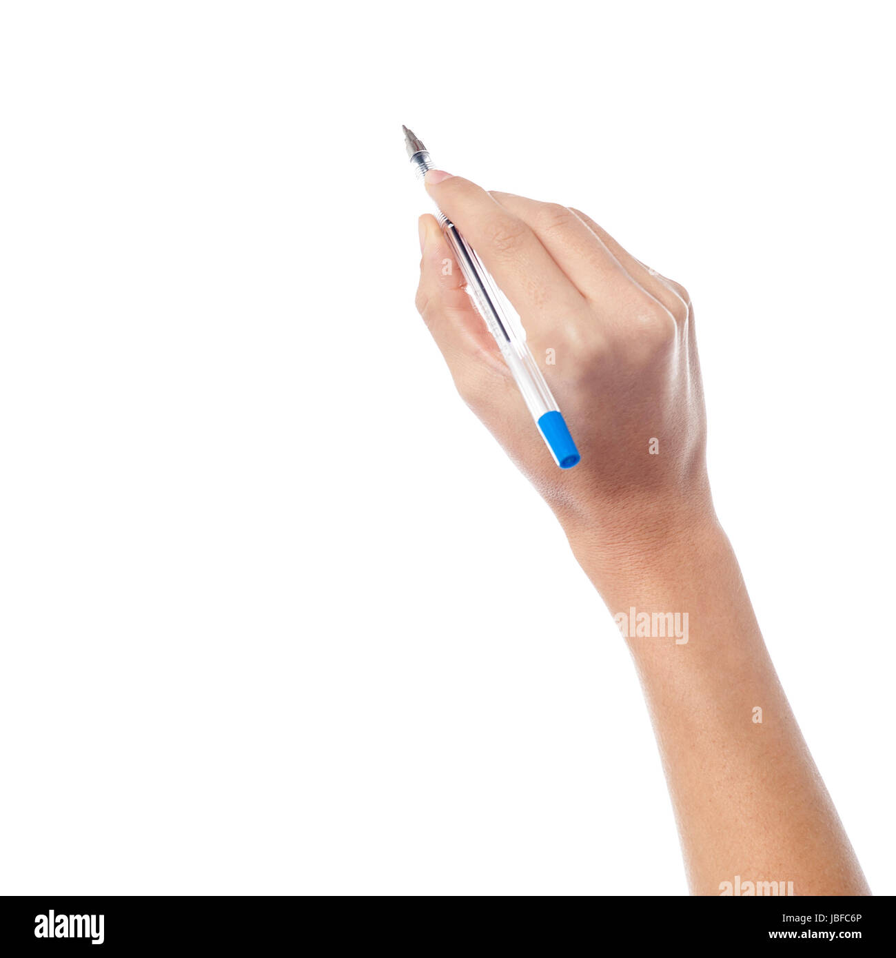 Pen in the woman's hand, isolated on white background Stock Photo - Alamy