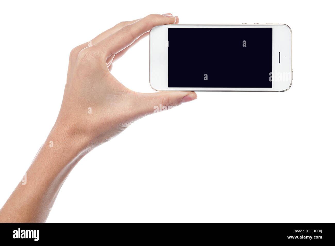 Hand displaying latest mobile handset Stock Photo - Alamy