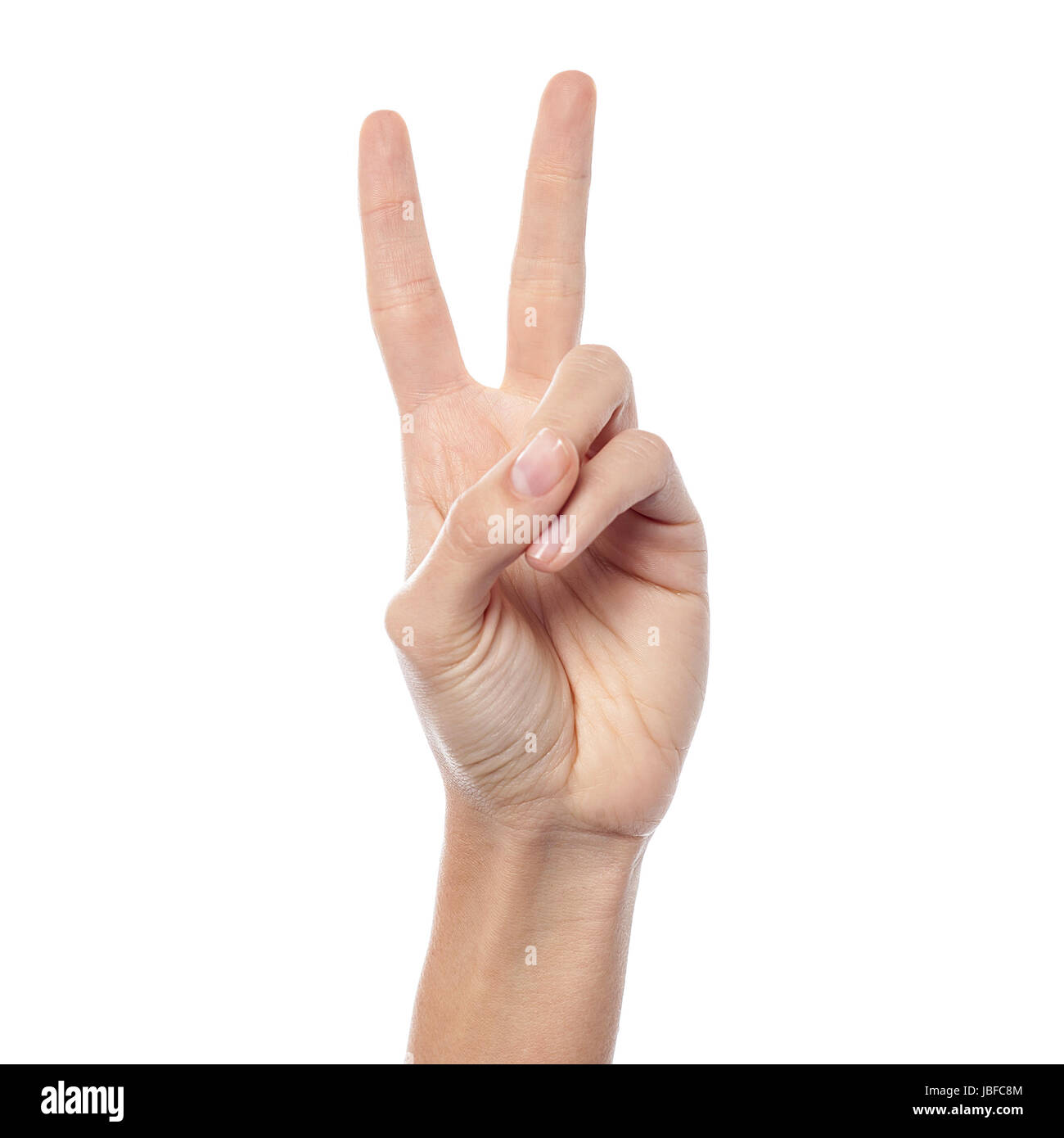 Woman hand showing two count Stock Photo - Alamy